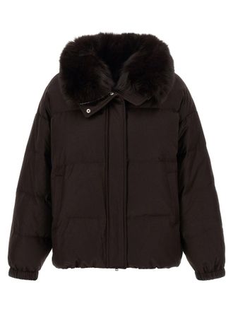 Yves Salomon Fox Fur Collar Down Jacket - Black