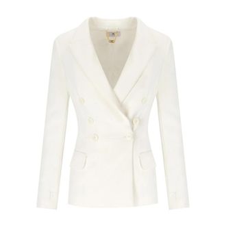 Elisabetta Franchi Ivory Crepe Double-Breasted Jacket - - Jackets - Damen - Wei&szlig; - S