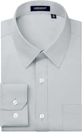 Hisdern Chemise Gris Homme Manches Longues Chemises Habillée Formelle Chemise Regular Fit Casual Chemises Shirt Gris Clair 3XL
