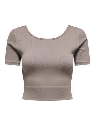 Only Play ONLY ONPJAIA Life SS 2-Way Crop Seam Top Noos, Falcon, Small-Medium