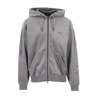 Yohji Yamamoto Velvet Zip Hoodie - - Sweatshirts & Hoodies - Herren - Grau - XS
