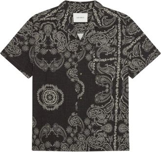 Les Deux Homme, Chemises, Noir, Taille: XS Paisley AOP Short Sleeve Shirt