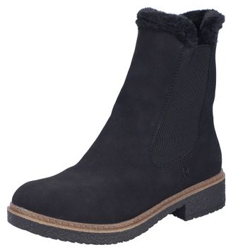 Rieker Winterboots RIEKER, Damen, Gr. 36, schwarz, Elastischer Einsatz, Nubuklederimitat, unifarben, Basic, Schuhe Winterboots, Chelseaboots, Winterstiefelet