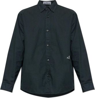 Stone Island Homme, Chemises, Noir, Taille: L Chemise avec logo brod&eacute;
