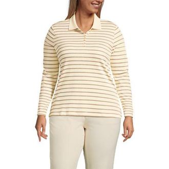 Lands End Supima-Poloshirt mit langen Ärmeln, Damen, Größe:52-54 plus, Braun, Baumwolle, by Lands End