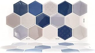 Walplus 12 Blatt Honig-Hexa-Fliesenaufkleber, 3D-Sechseck-Fliesenaufkleber, 30 x 15 cm, Vinyl-Fliesen, zum Aufkleben auf Fliesen, Fliesen, Fliesen, Farbe, Bad