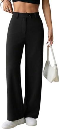 Generic Pantalon habill&eacute; taille haute large et droit pour femme - Pantalon extensible et d&eacute;contract&eacute; - Pantalon daffaires de travail - Pantalon de bureau 2026