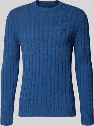 Superdry Strickpullover mit Zopfmuster und Rundhalsausschnitt