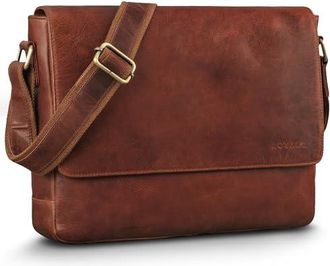 Royalz San Diego Sac Bandouli&egrave;re Homme Cuir V&eacute;ritable - Sacoche Ordinateur Portable 15 Pouces, Messenger Bag Plate Cuir Vintage, Travail Business Universit&eacute; 