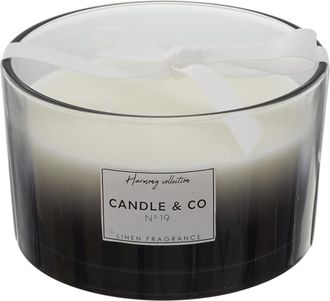 Linnea Harmony Duftkerze mit 3 Dochten aus Baumwolle, Duft Frische W&auml;sche, Schwarz