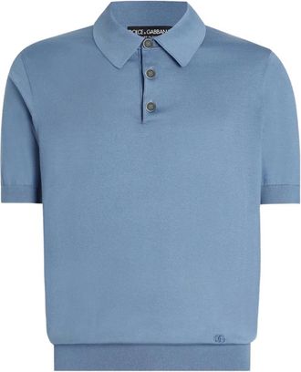 Dolce & Gabbana Homme, Pulls, Bleu, Taille: XL Polo en Maille de Soie
