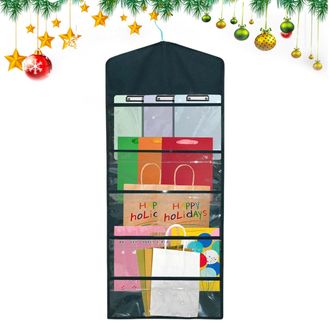 Generico Papieraufbewahrung - Geschenkpapier-Organizer zum Aufhängen, doppelseitig, weiß, Aufbewahrung von Geschenktüten | Geschenktasche mit doppelter Tür