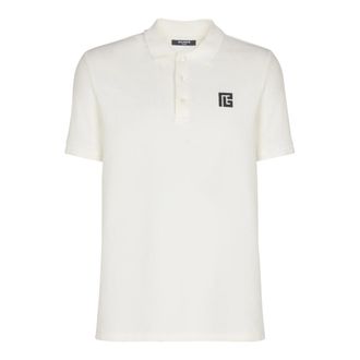 Balmain Besticktes Baumwoll-Polohemd - - Tops - Herren - Wei&szlig; - XL