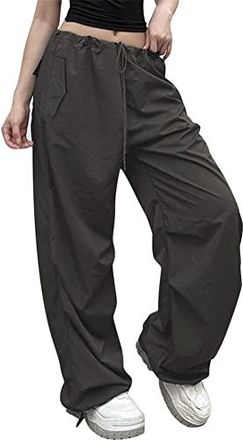 ORANDESIGNE Pantalon Cargo Ample Femme Décontracté à Taille Basse Y2K Pantalon de Jogging Hippie Jambe Large Hip Hop Streetwear Harajuku G Noir S