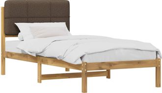 vidaXL Letto Con Testiera Rivestita Bianco Lavato E Taupe 75 X 190 Cm Vidaxl