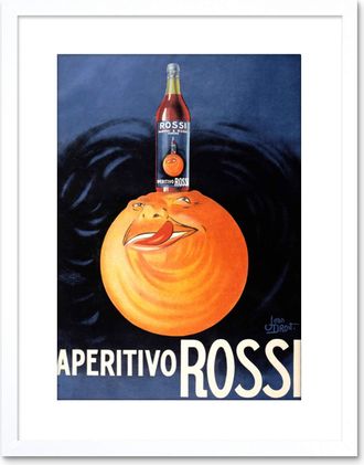 Wee Blue Coo The Art Stop AD DRINK APERITIF ROSSI ORANGE BOTTLE TURIN ITALY FRAMED PRINT F97X2222