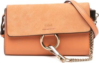 Chloé 2019 kleine Faye Umhängetasche aus Wildleder und Kalbsleder - Orange