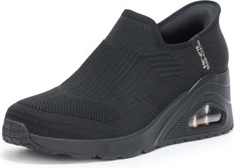 Skechers Womens UNO Wedge-Kickin Knit Hands Free Slip-ins Sneaker, Schwarz/Schwarz, 40 EU