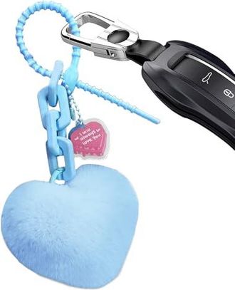 Generic Porte-cl&eacute;s en peluche en forme de coeur | Breloque de sac de voiture, pendentif fourre-tout pour hommes, filles, jeunes, adolescents, femmes, amis, co
