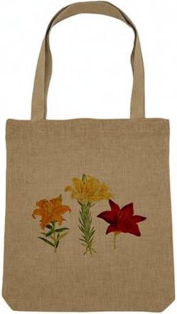 Fabulous Sac Shopping Tote Bag Aspect Lin - 3 Fleurs Antiques Botanique Illustration Ancienne - Sac de Courses Toile Epaisse 360g Beige Naturel Cabas Port&eacute; Epa