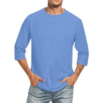 Generic T-shirt de sport l&eacute;ger &agrave; col rond pour homme, &eacute;l&eacute;gant, classique, confortable, respirant, extensible, d&eacute;contract&eacute;, pour la gym, la course &agrave; pied, lent