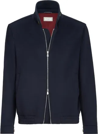 Brunello Cucinelli Virgin Wool Beaver Cloth Bomber Jacket With Zipper
