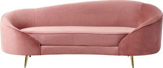 Beliani 3er Sofa Samt rosa gebogen oval mit goldenen Metallbeinen Retro Glamour&ouml;s Savar