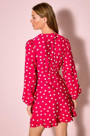 Next Minikleid Lang&auml;rmeliges Wickel-Minikleid (1-tlg)