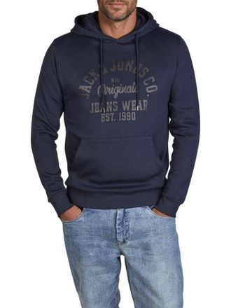 Jack & Jones Kapuzenpullover Herren Hoodie JJEADRIAN Regular Fit Longsleeve Sweatshirt mit K&auml;ngurutasche