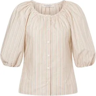 Philosophy di Lorenzo Serafini Femme, Blouses et Chemises, Beige, Taille: 40 FR Chemise en coton ray&eacute;