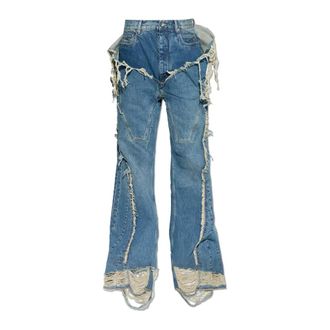 Rick Owens Homme, Jeans, Bleu, Taille: W31 Jean &Eacute;vas&eacute; Slivered Bootcut