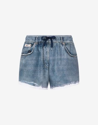 Moschino Boxer de bain en nylon imprim&eacute; - Bleu