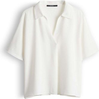 someday Kurzarmshirt Keliane aus Materialmix Falte vorn, V-Ausschnitt mit Polokragen f&uuml;r edle Looks