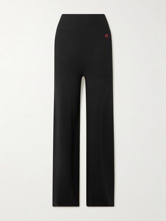 Perfect Moment Pantalon Large En Laine Mérinos À Broderie - Noir