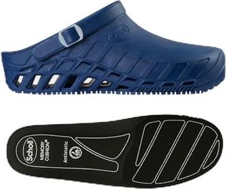 Scholl Clog Evo Bleu + Semelles Pro Antistatiques avec Memory Cushion pour Clog Evo - Bleu/Noir