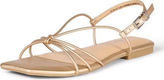 Amazon Essentials Damen Strappy Flat Sandals, Goldfarbenes Kunstleder, 37.5 EU