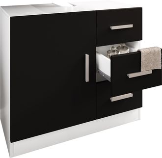 VCM Holz Waschbeckenunterschrank | Badschrank | Maße: H. 56 x B. 63 x T. 30 cm | 1 Drehtür | 3 Schubladen | modernes Badezimmermöbel - Zalo XL