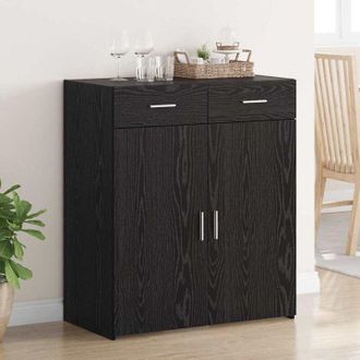 vidaXL Vidaxl - Armoire de rangement avec tiroir Ch&ecirc;ne noir 80 x 42.5 x 93.5 cm