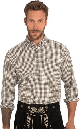 JP1880 Herren große Größen Übergrößen Menswear L-8XL Karohemd, Trachten, Langarm, Buttondown-Kragen, Modern Fit, bis 8 XL dunkel Oliv XL 748509120-XL