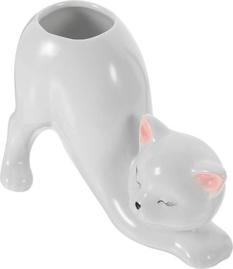 Lurrose Keramikvase Katzenform Modern Deko Blumentopf Kreativer Tischblumenvase Weiß Langlebig und Praktisch für Zuhause Büro Hochzeit Geschenk und Stilvolle 