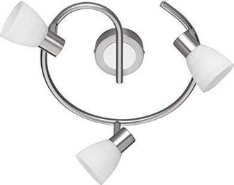 Trio Leuchten LED-Deckenleuchte Carico, nickel matt / chrom, Glas weiß gewischt 871590307