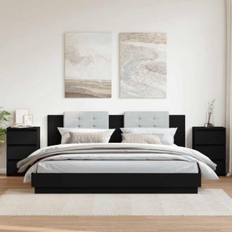 vidaXL Nachttische 2 Stk. Schwarz 40x35x62,5 cm Holzwerkstoff vidaXL