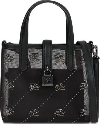 Karl Lagerfeld sac à main à logo strassé - Noir