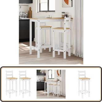 vidaXL Vidaxl - Chaises de bar lot de 2 blanc bois de pin solide - Chaise De Bar - Chaise De Cuisine - Chaise Bistro - Mobilier De Salle à Manger - Meuble