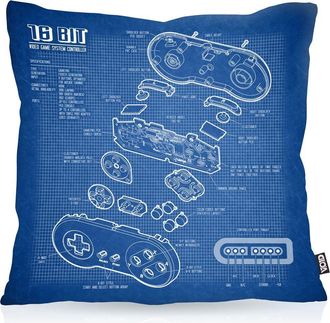 Void Watches SNES Controller Blaupause Kissenbezug Kissenhülle Outdoor Indoor 16-Bit Videospiel, Kissen Größe:40 x 40 cm