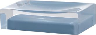 Gedy Auckland Seifenschale, Maße und Gewicht: 3 x 11 x 7 cm & 0,15 kg, Seifenschale aus hochwertigem, transparentem Harz, hellblaue Oberfläche, R&S-Design,