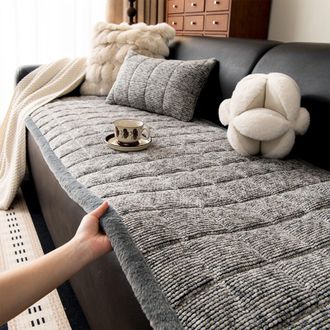 Generic Sofabezug mit geradem R&uuml;cken, einfarbig, verdickter Samt, rutschfest, maschinenwaschbar, tierfreundlich, f&uuml;r 1-4 Personen, geeignet f&uuml;r Wohnzimmer Gre