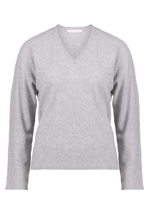 Betty & Co Damen Strickpullover mit V-Ausschnitt 40, Light Silver Melange