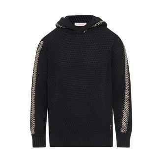 Orlebar Brown Gestreifter H&auml;kelstricknacht Pullover - - Sweatshirts & Hoodies - Herren - Schwarzk - L