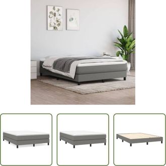 vidaXL Boxspringbett - Boxspringbettgestell Dunkelgrau 140x200 cm Stoff